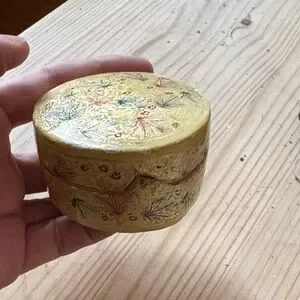 Kashmiri | Art | Antique Kashmiri Indian Yellow Floral Papiermche ...